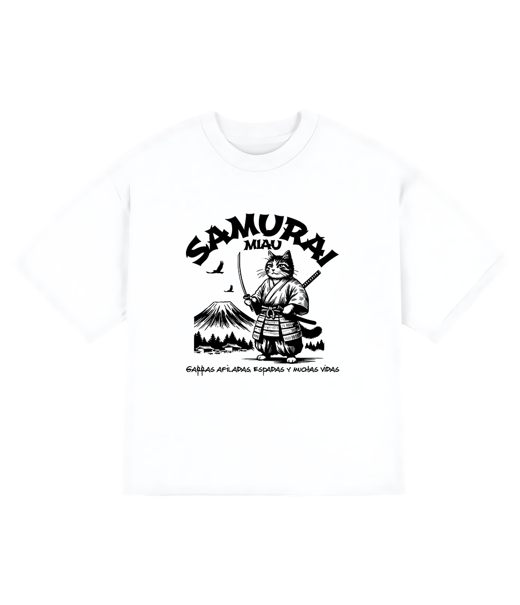 Polera Boxyfit - Samurai miau | Anómalo